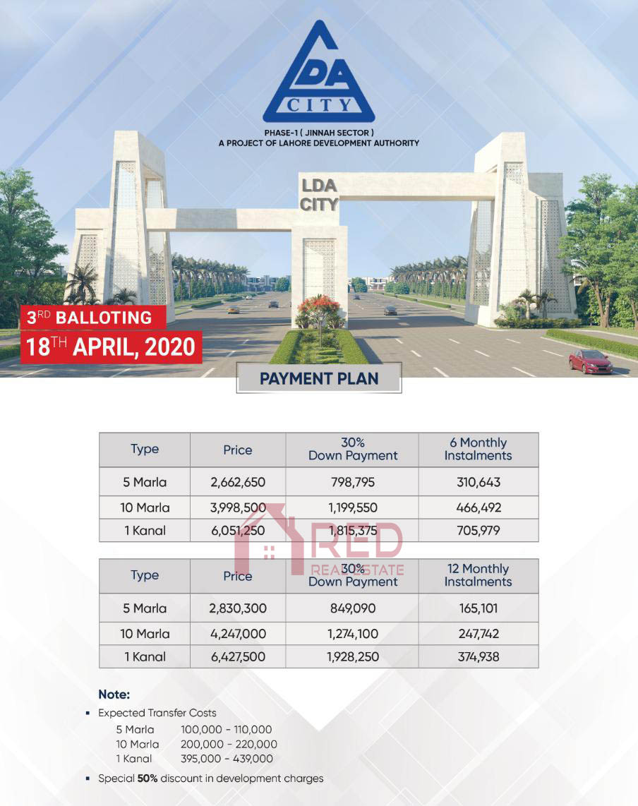 LDA City Lahore Balloting Result 2020 Check Online - Plot Prices - RED