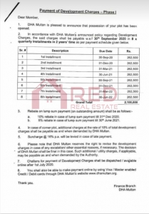 DHA Multan Development Charges Schedule Announced For Sector M, Q, R, H ...
